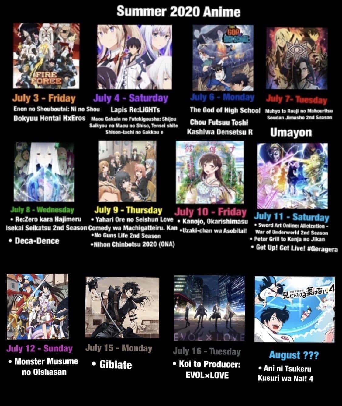 What is octobers line up for anime? - Japan Nihon